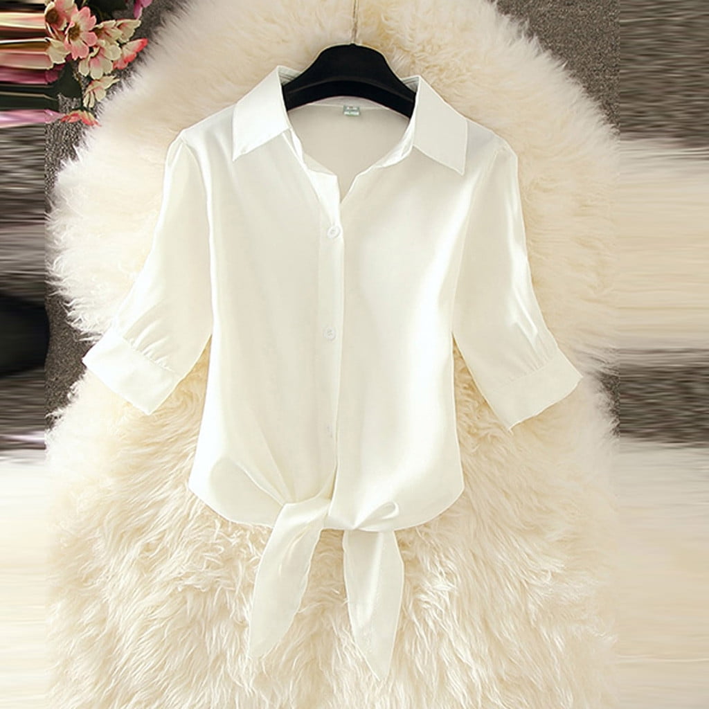 Yubnlvae Plus-Size Puff Sleeve Blouse - Tie-Waist Tunic for Curvy ...