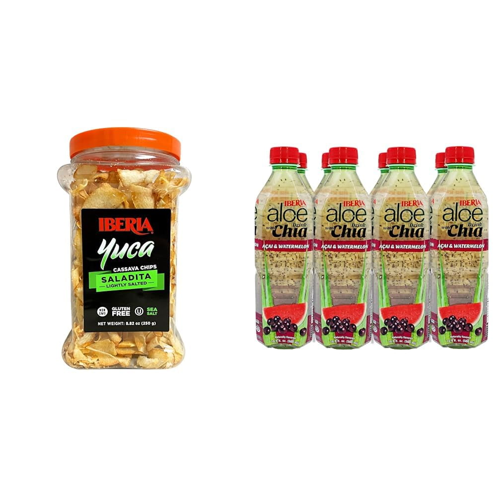 Yuca/Cassava Chips, 8.8 oz + Aloe Vera Drink With Aloe Pulp and Chia ...