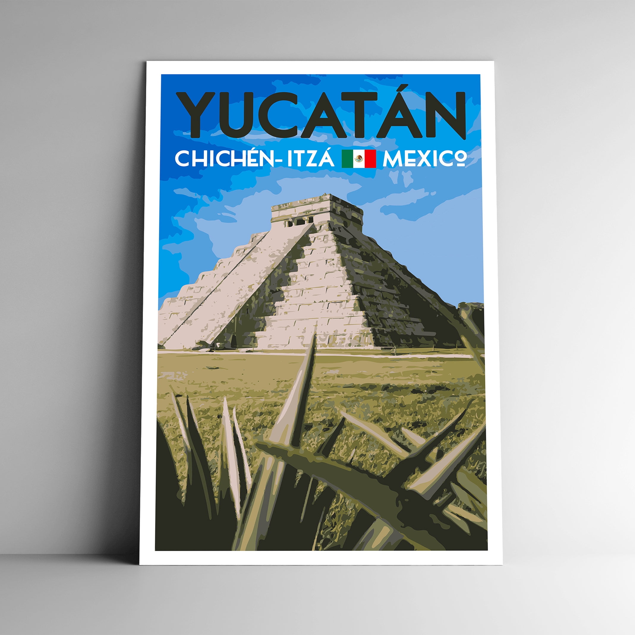 Yucatan Chichen Itza Mexico Vintage Travel Poster / Postcard WPA Style ...