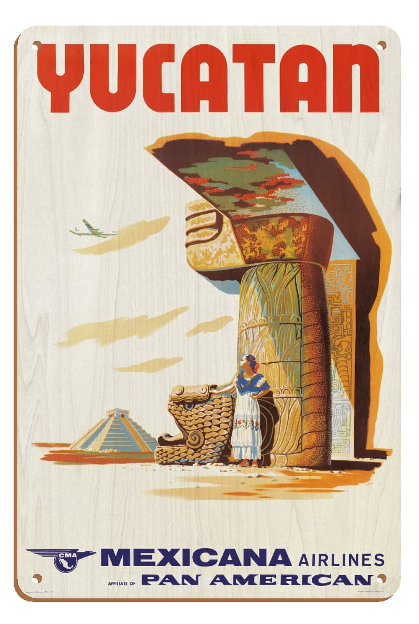 Yucatan Mexico - Mayan Ruins - Mexicana Airlines CMA - Affiliate of Pan ...