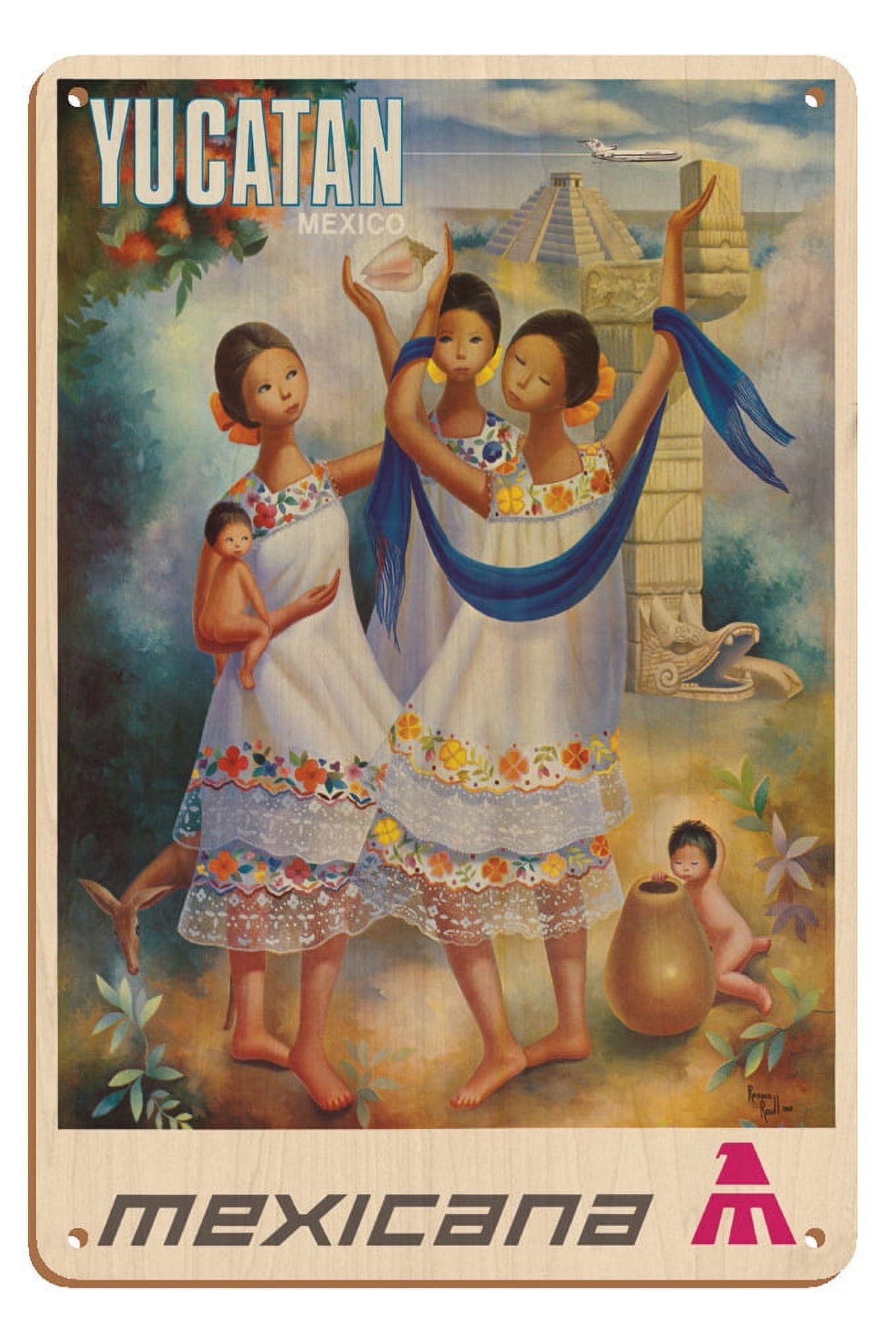 Yucatan Mexico - Mexicana Airlines - Vintage Airline Travel Poster by ...