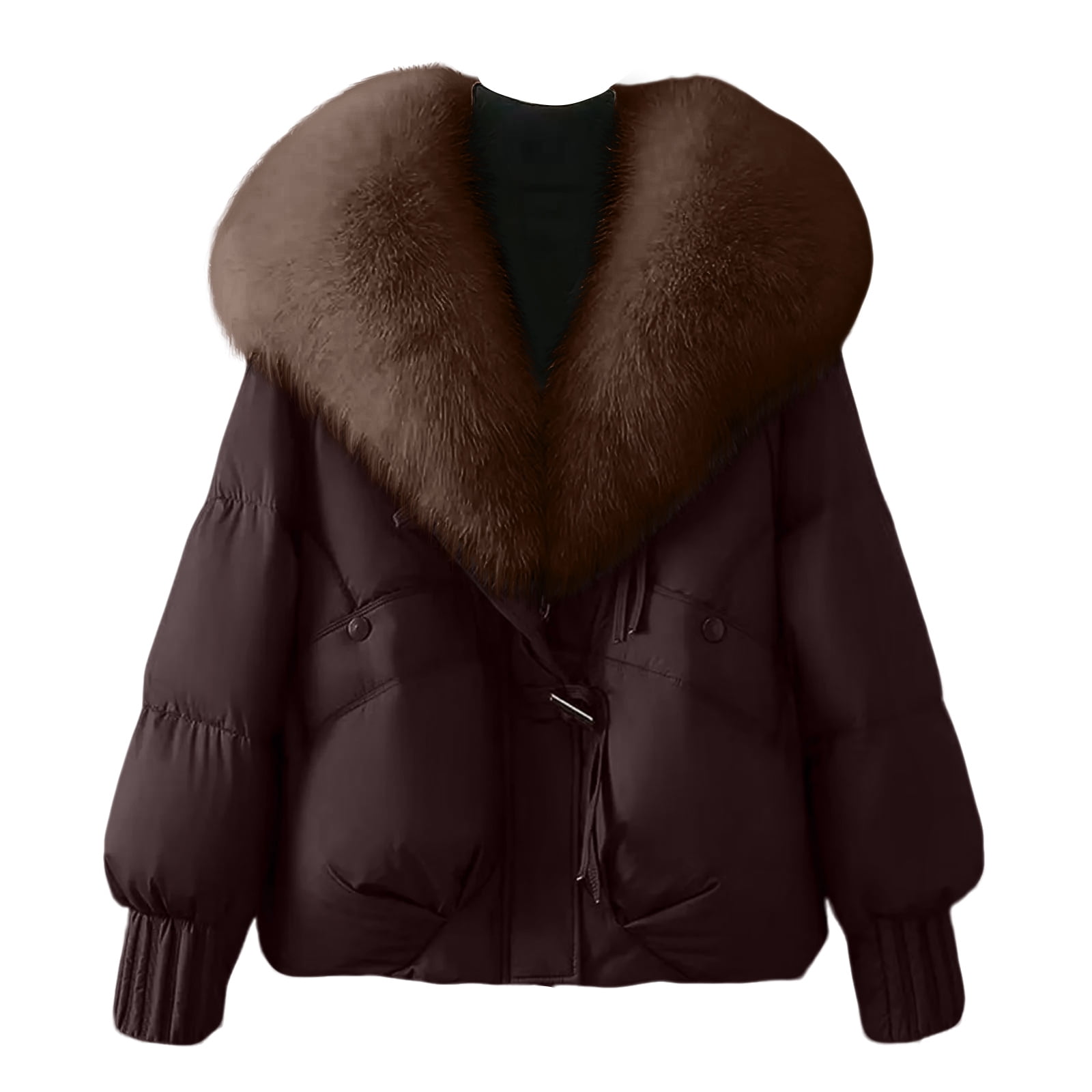 Yucgh Women's Solid Color Fashionable Thick Warm Temperament Cotton ...