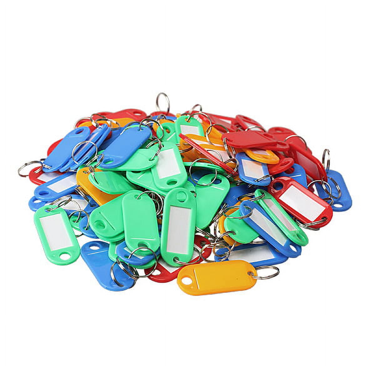 Yucurem 100 Pcs ID Label Keyring Bulk, Plastic Key Tags Id Labels ...