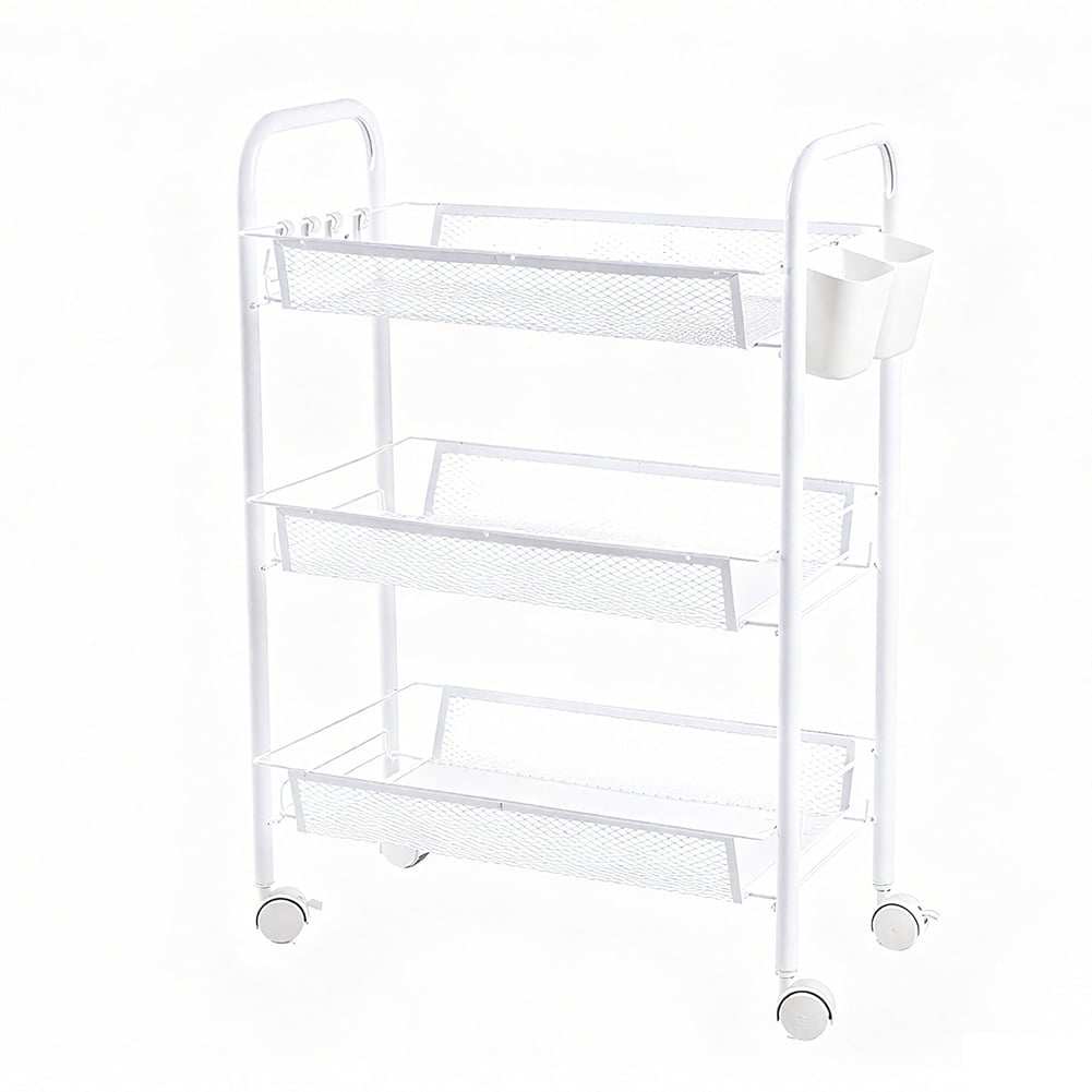Yucurem 3-Tier Metal Rolling Storage Cart Shelves, Utility Cart ...