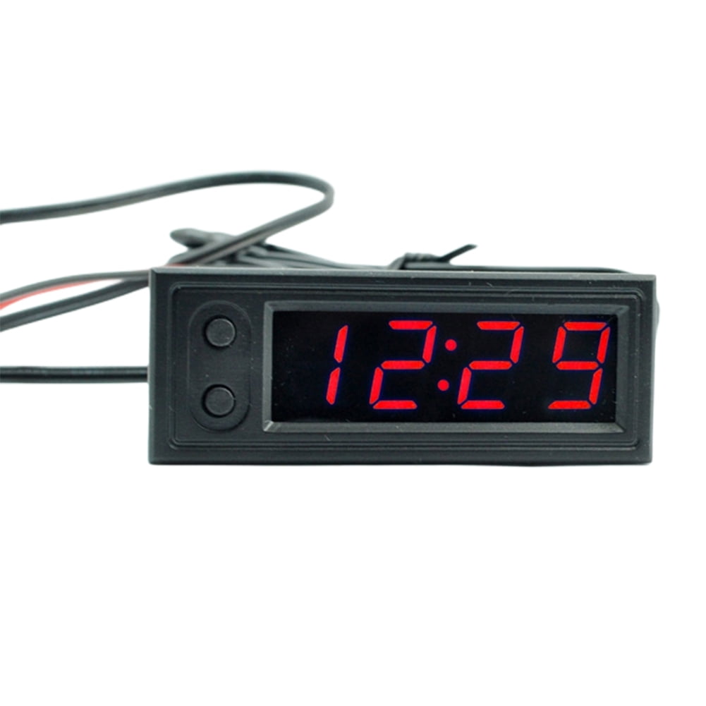Yucurem 3 in 1 Car Thermometer Voltmeter 12V Digital Clock Voltage ...