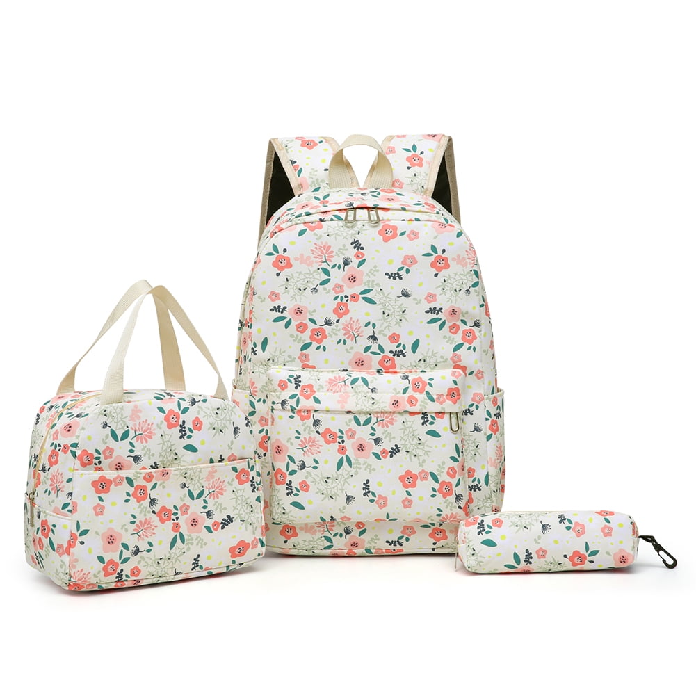 Yucurem 3Pcs Floral Backpack Set With Lunch Bag & Pen Case Travel ...