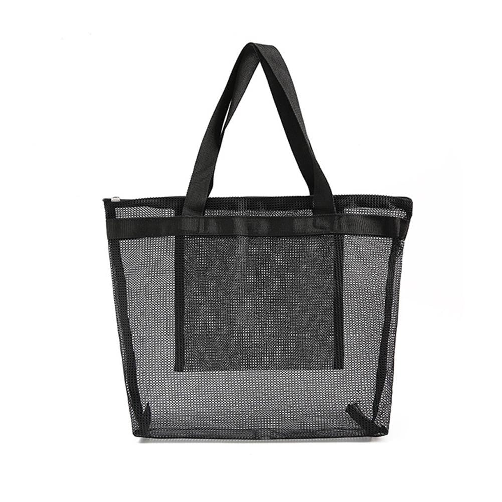 Yucurem 3pcs Large Transparent Mesh Shopping Beach Travel Totes Solid ...