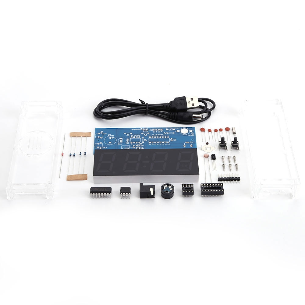 Yucurem 4 Digit DIY LED Digital Clock Kit USB Powered Electronic Clock ...