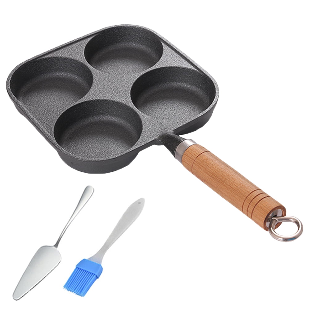 Yucurem 4 Hole Omelet Pan Divided Egg Omelet Pan Nonstick Wooden Handle ...