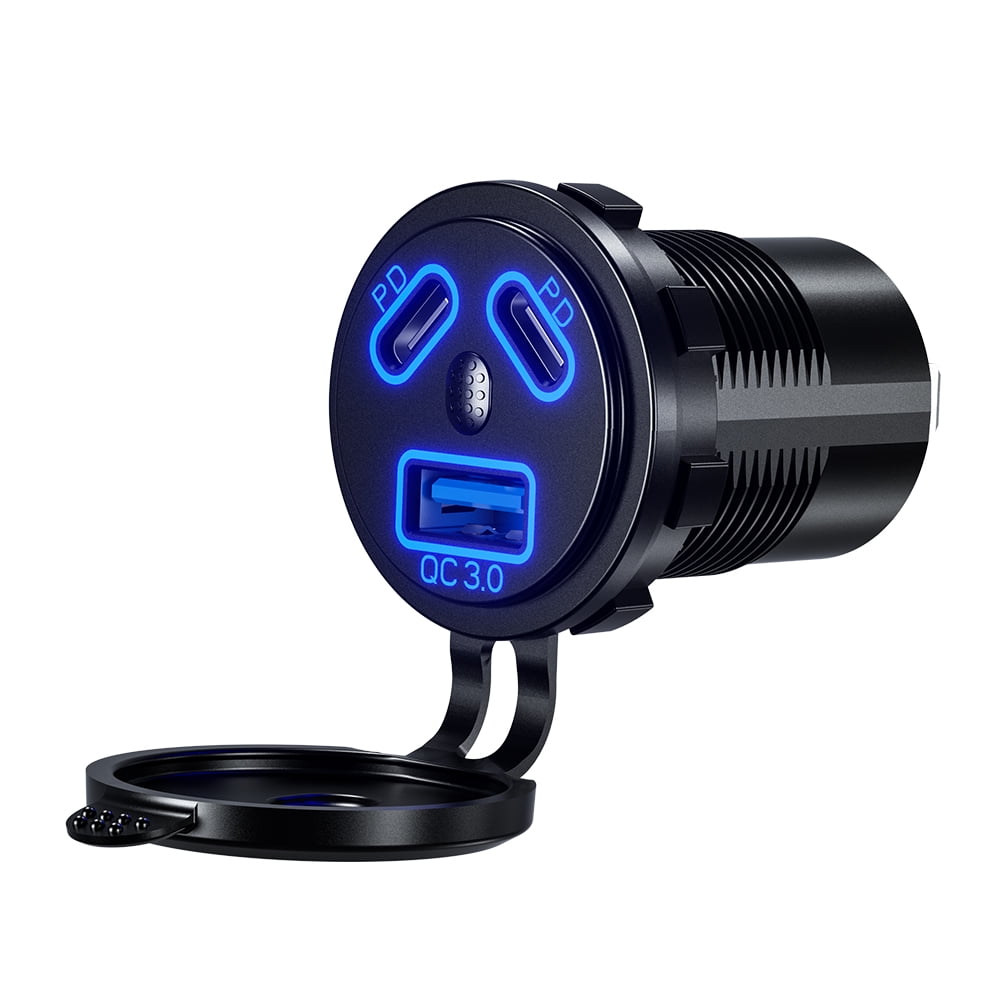 Yucurem 45W Fast Charge Adapter Dual PD Type-C Car Power Adapter QC3.0 ...