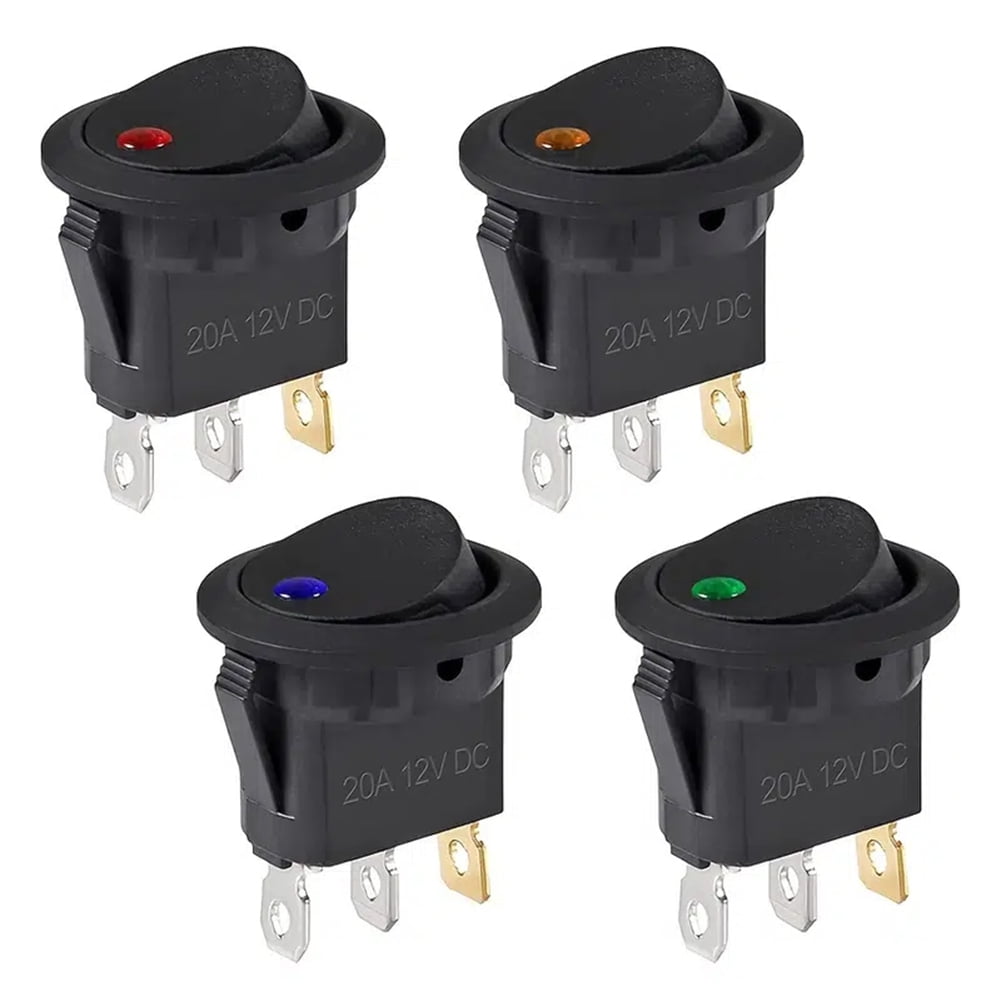 Yucurem 4Pcs Lighted Rocker Switch DC 12V 20A for Boat Car(1 each of 4 ...