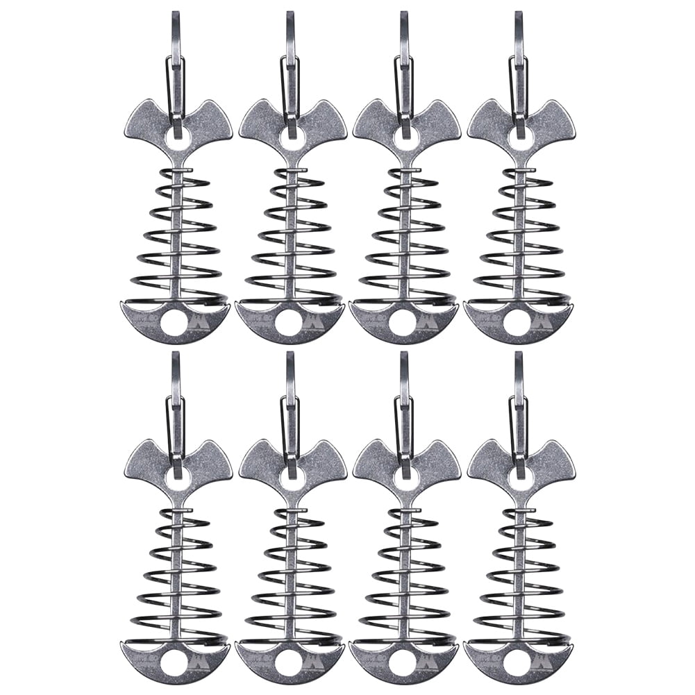 Yucurem 8Pcs Fishbone Tent Stakes Deck Pegs with Carabiner for Camping ...