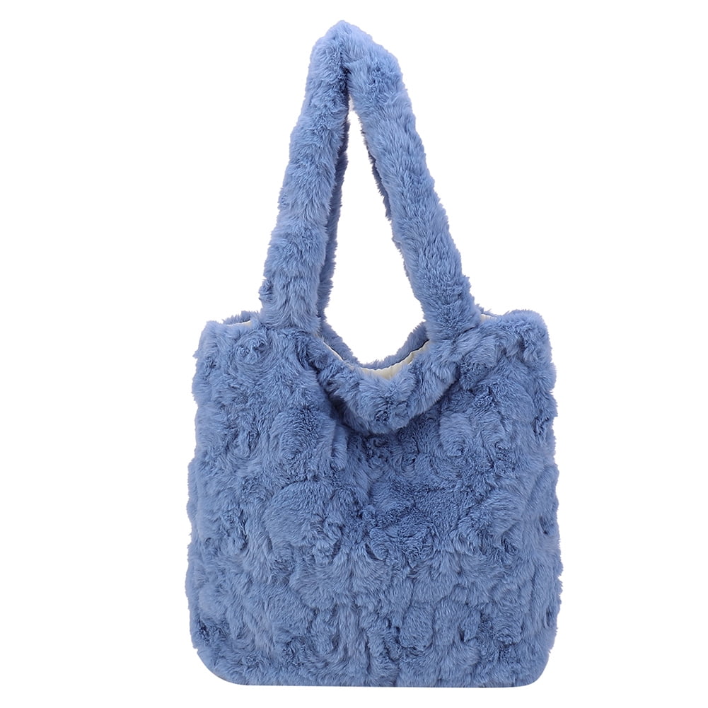 Yucurem Autumn Winter Soft Plush Shoulder Handbag, Fluffy Pure Top ...