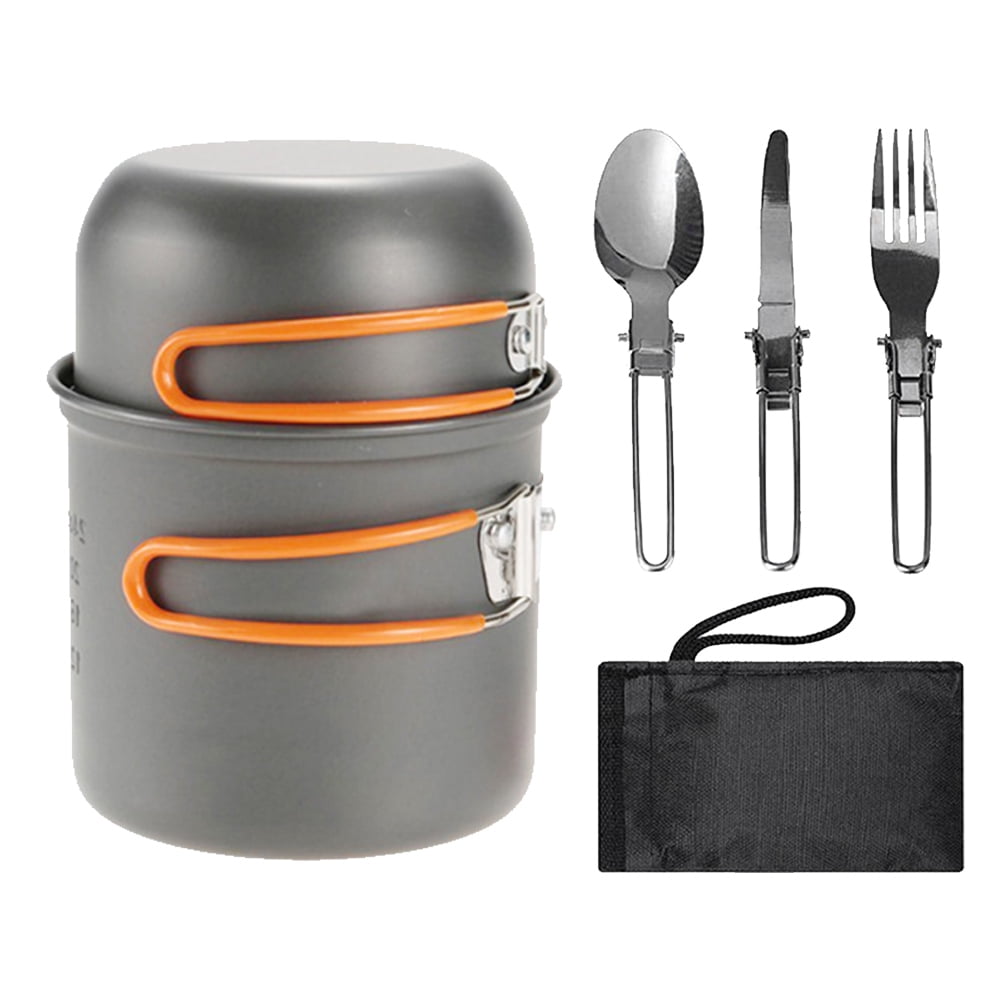 Yucurem Camping Cookware Set with Handle Picnic Tableware Kit for 1-2 ...