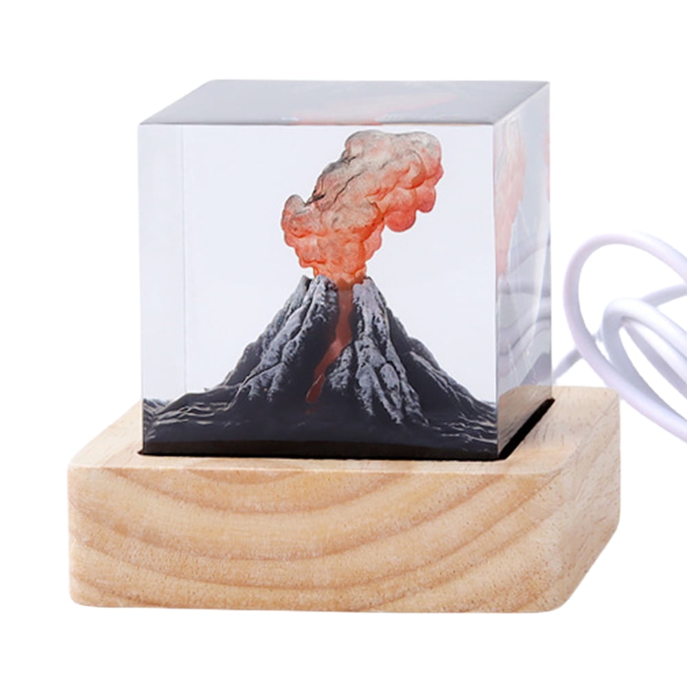 Yucurem Cube Organism Resin Table Lamp, Usb Powered Volcano Eruption ...