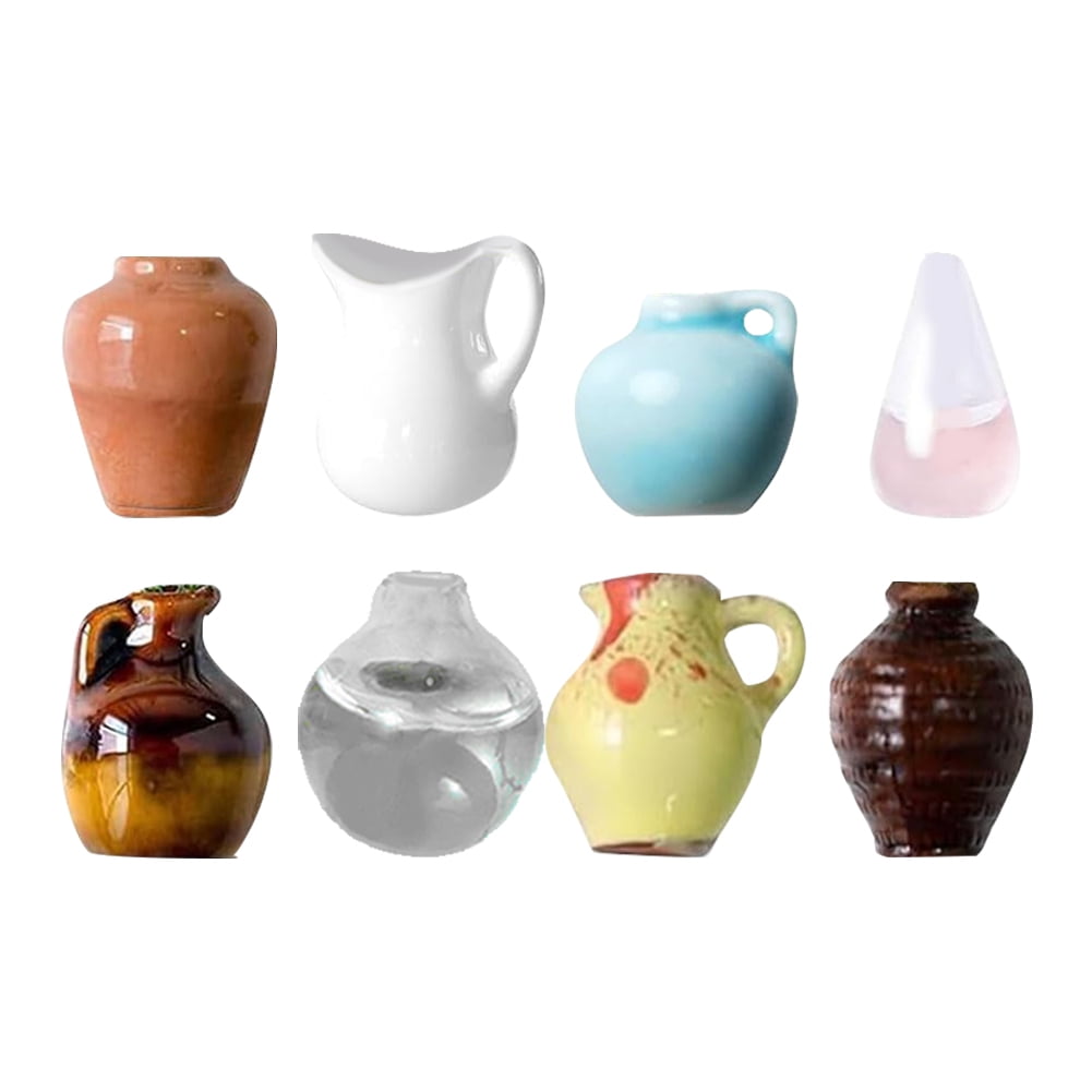 Yucurem Cute Ceramic Vase Fridge Magnets 8Pcs, 3D Mini Vase Magnets ...