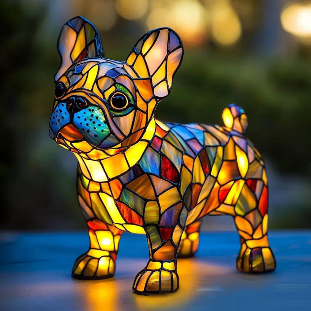 Yucurem Dog Series Table Lamp LED Night Light Stained Resin Desk Lamp ...