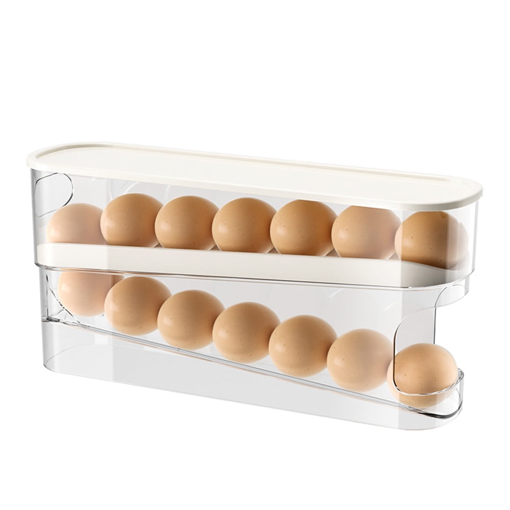Yucurem Fridge Egg Dispenser Double Rows Egg Organizer Container for ...