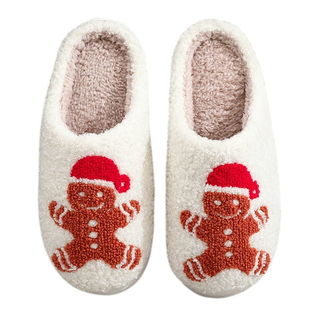 Yucurem Gingerbread Man Fuzzy Indoor Slippers Cozy Cute for Winter ...