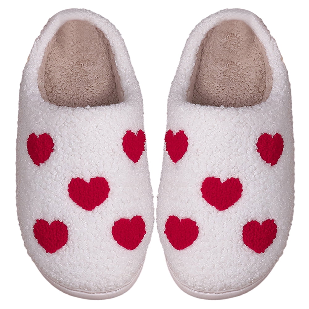 Yucurem Heart Shape Flat Thermal Slippers Anti Slip Cartoon for Men ...