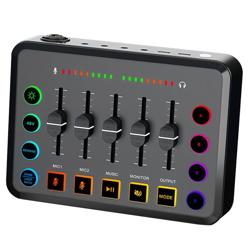 Yucurem Live Sound Card Gaming Audio Mixer Rgb Pc Mixer with Xlr Mic ...