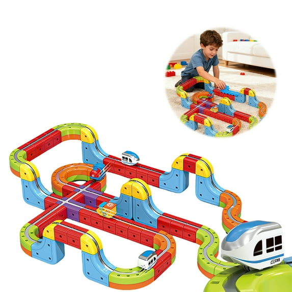 Yucurem Magnetic Track Car Toy Set, Snap-On 3D Magnetic Electric Train ...