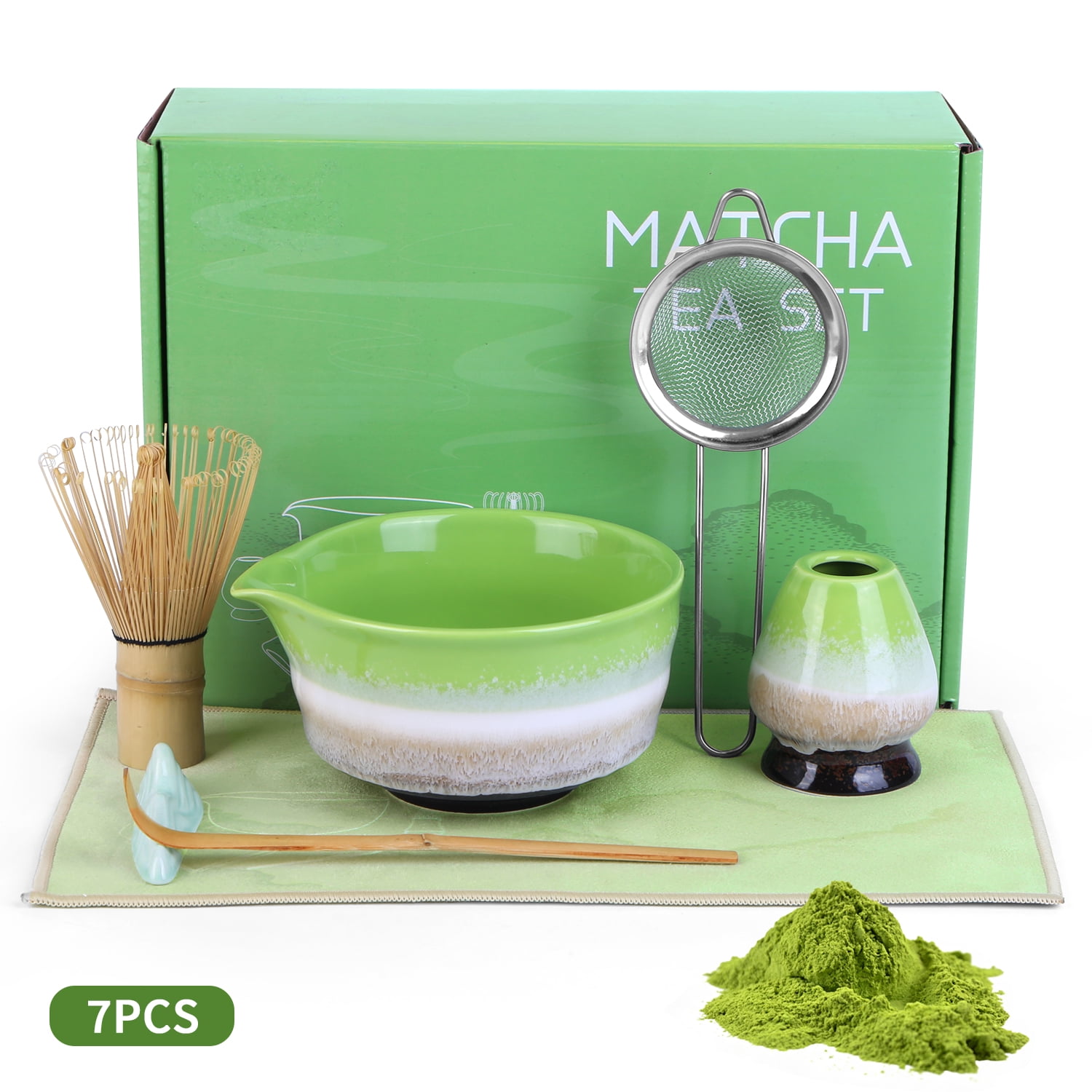 Yucurem 7 Pcs Matcha Whisk Set, Includes Ceramic Matcha Bowl, Whisk ...