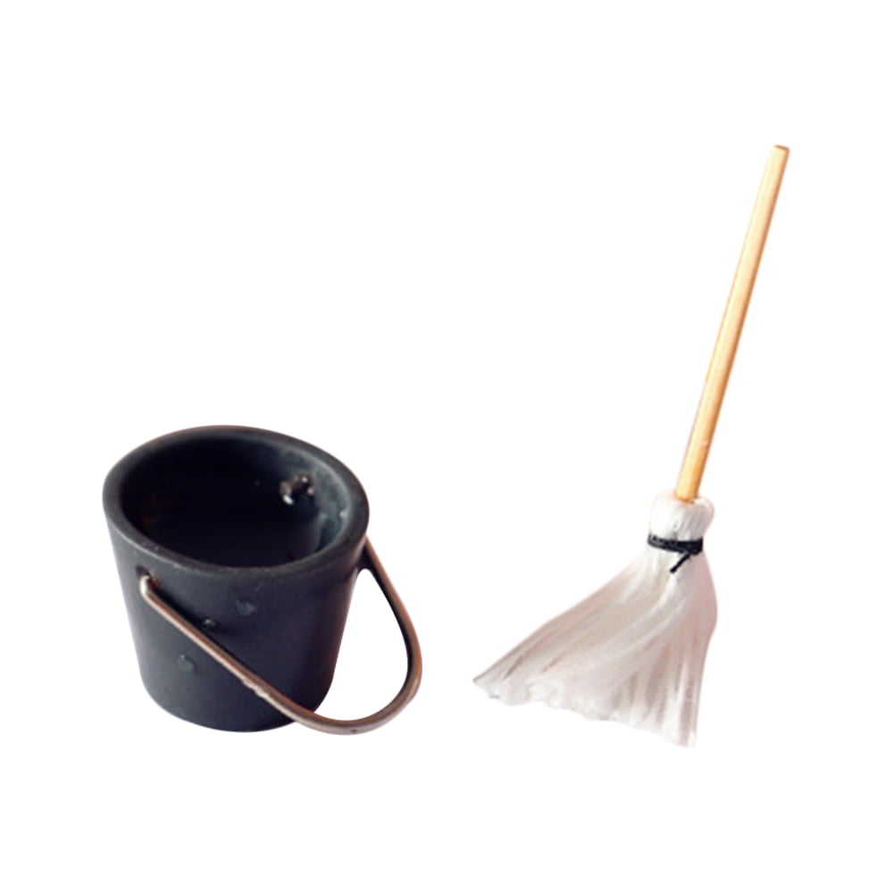 Yucurem Mini Mop Bucket Cleaning Tools Reusable Life Set Props for 1/12 ...