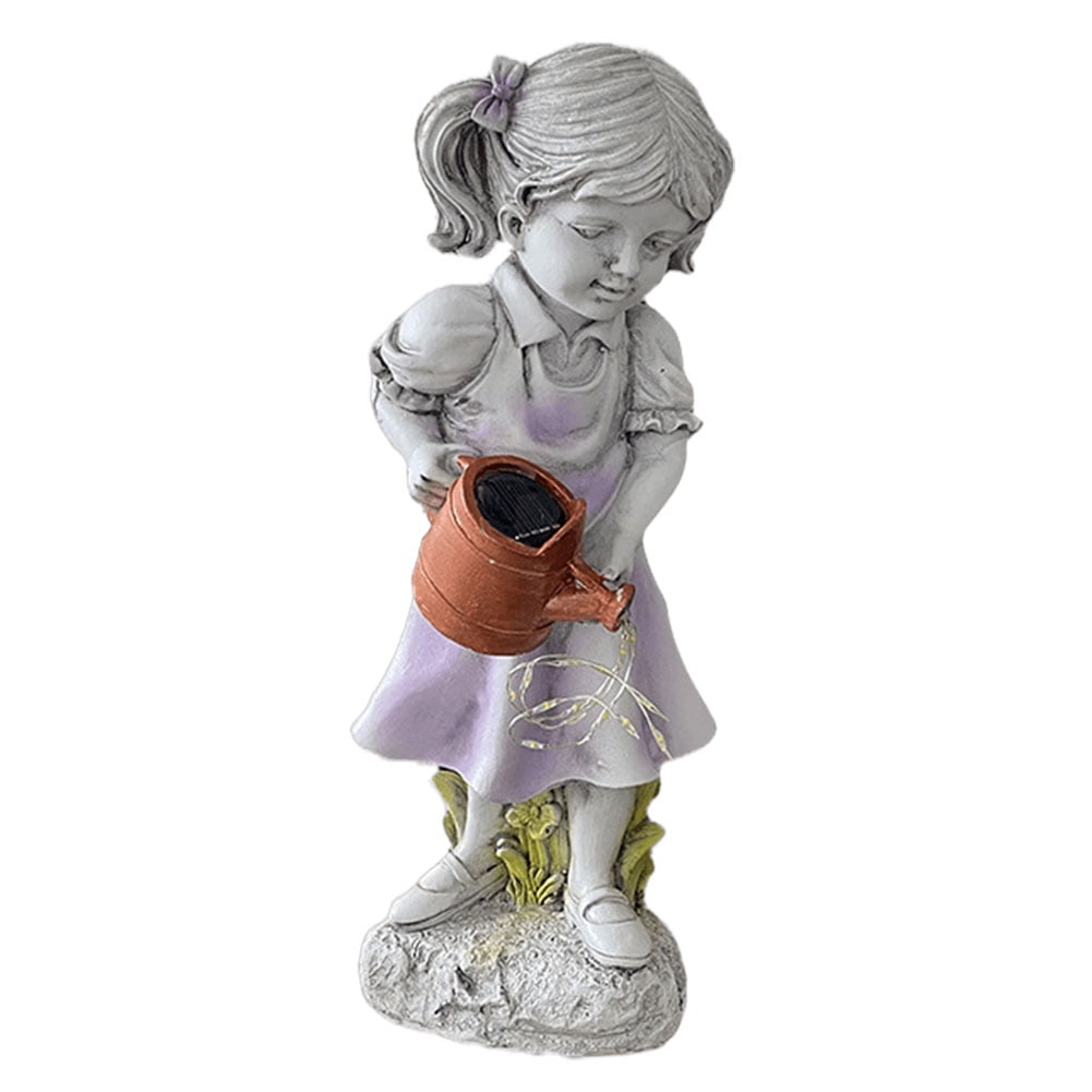 Yucurem Solar Light of Girl Figurine, Resin Girl Watering Pot Sculpture ...