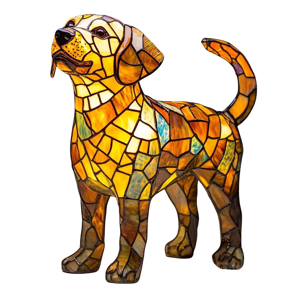 Yucurem Stained Glass Labrador Lamp, Funny Resin Table Lamp Series with ...