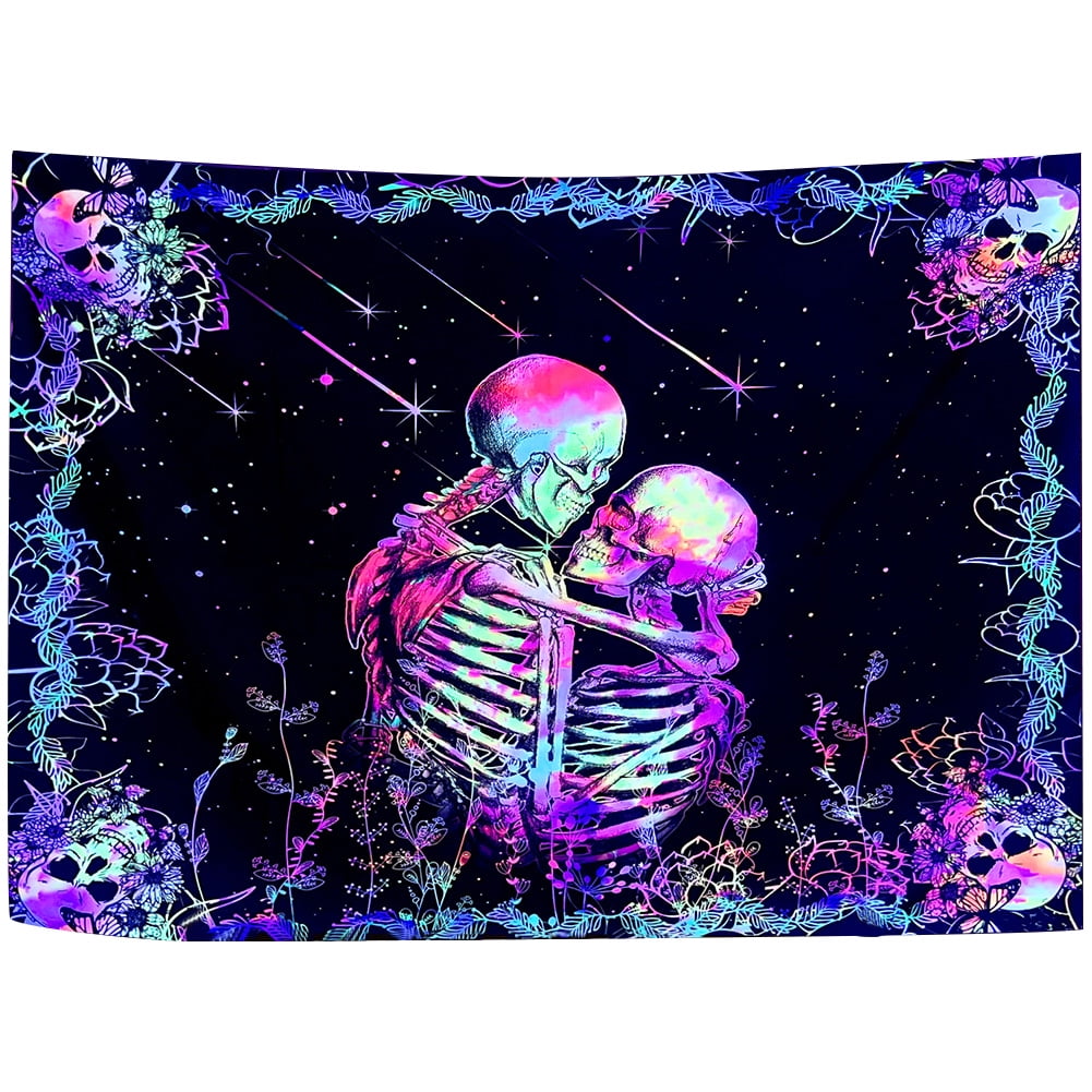 Yucurem UV Reactive Trippy Wall Poster 51in X 59in Skeleton Wall ...