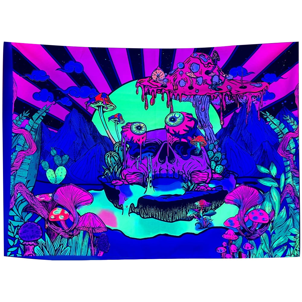 Yucurem UV Reactive Trippy Wall Poster 51in X 59in Skeleton Wall ...