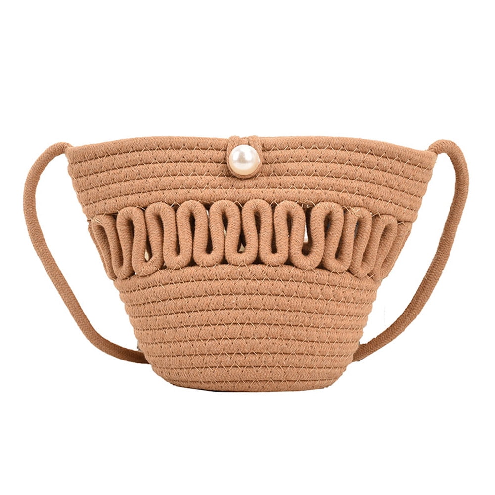 Yucurem Women Beach Clutch Soft Straw Cotton Thread Woven Casual Hobo ...