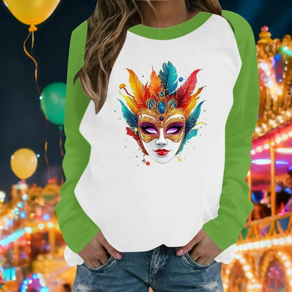 YueHuiYing Carnival Colorful Cartoon Character Print Women's Long ...