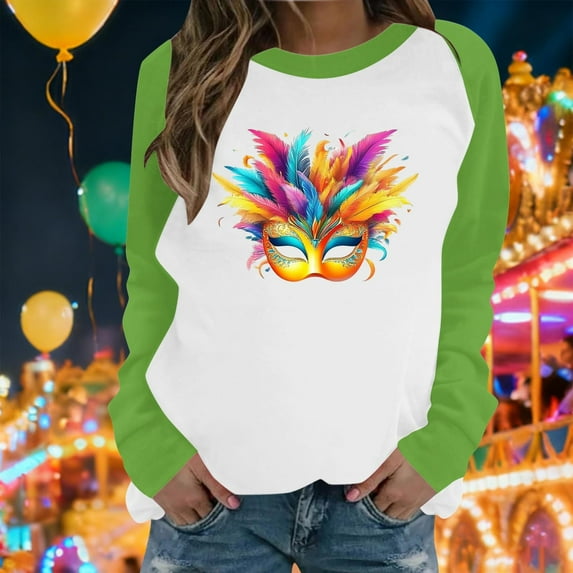 YueHuiYing Carnival Colorful Cartoon Character Print Women's Long ...