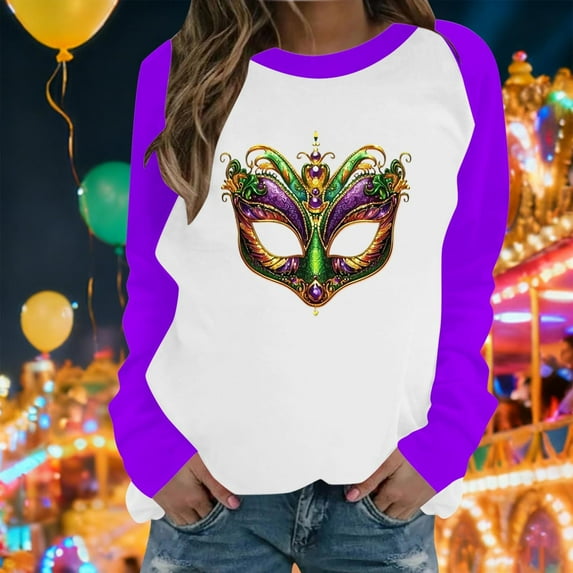 YueHuiYing Carnival Owl Cartoon Print Women's Long Sleeve Loose Crew ...