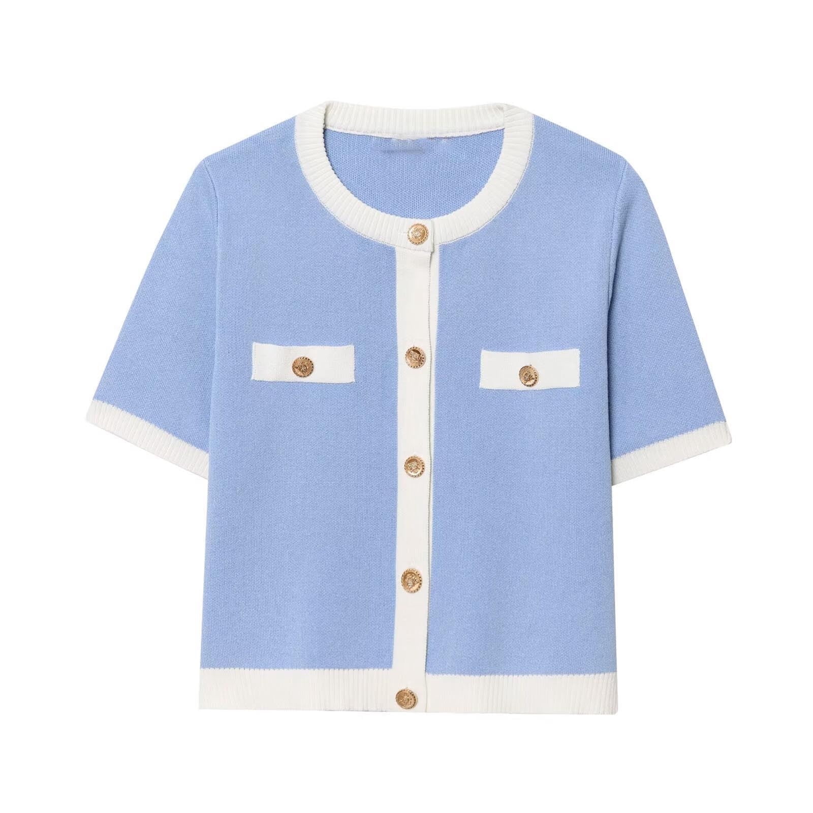 YueHuiYing Fashionable Women's Solid Color Round Neck Short Sleeved ...