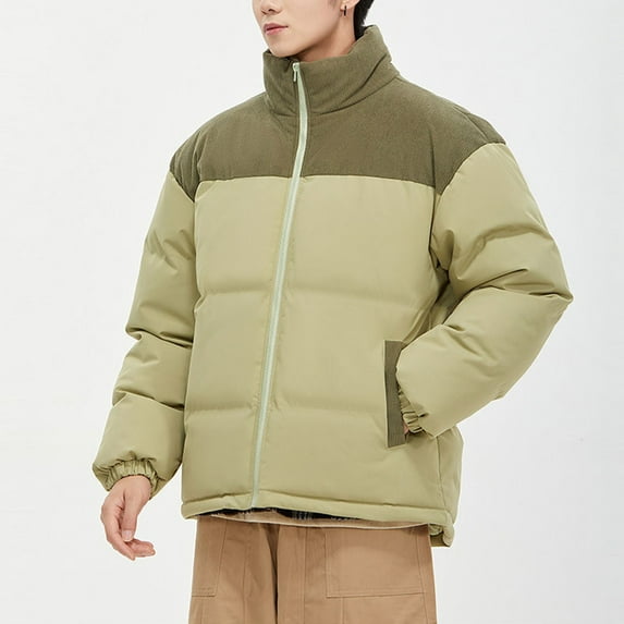 YueHuiYing Winter Jacket For Men Padded Stand Collar Long Sleeve Bubble ...