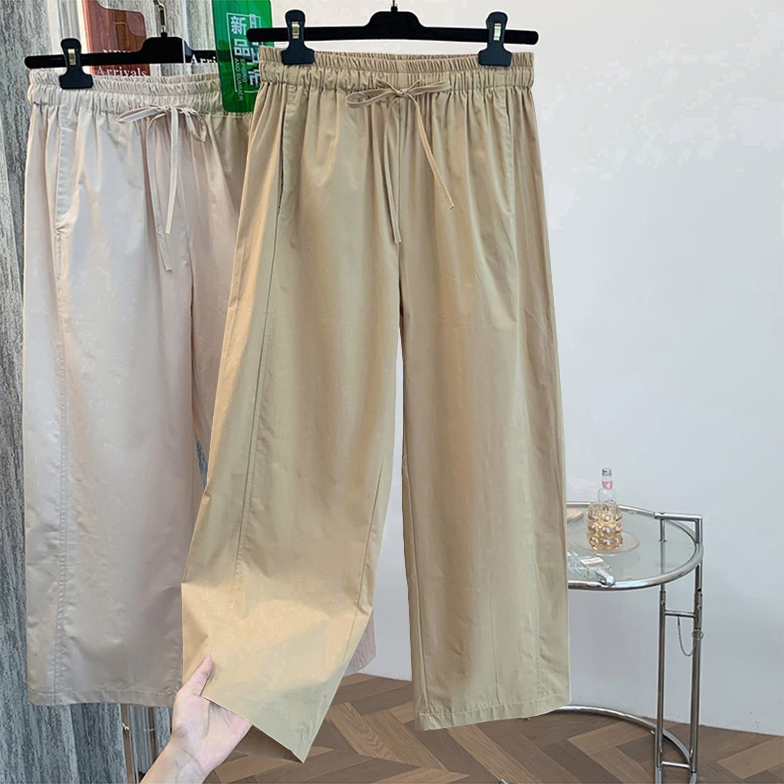 YueHuiYing Women Loose Fitting High Waisted Wide Leg Long Pants Appear ...