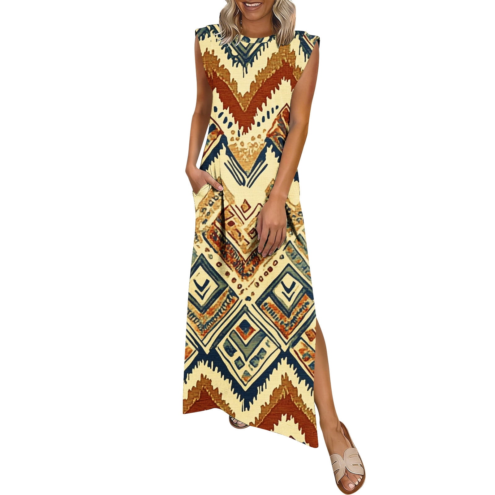 YueHuiYing Women's 2026 Summer Empire Waist Maxi Dress - Flowy Ankle ...