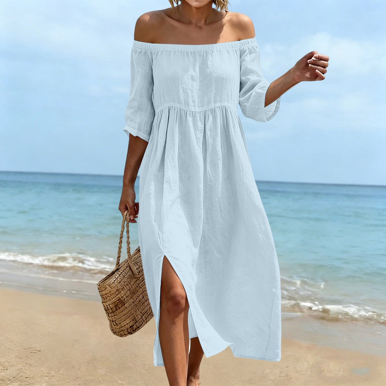 YueHuiYing Women's Elegant & Breezy Tiered Maxi Dress Chic Off-the ...