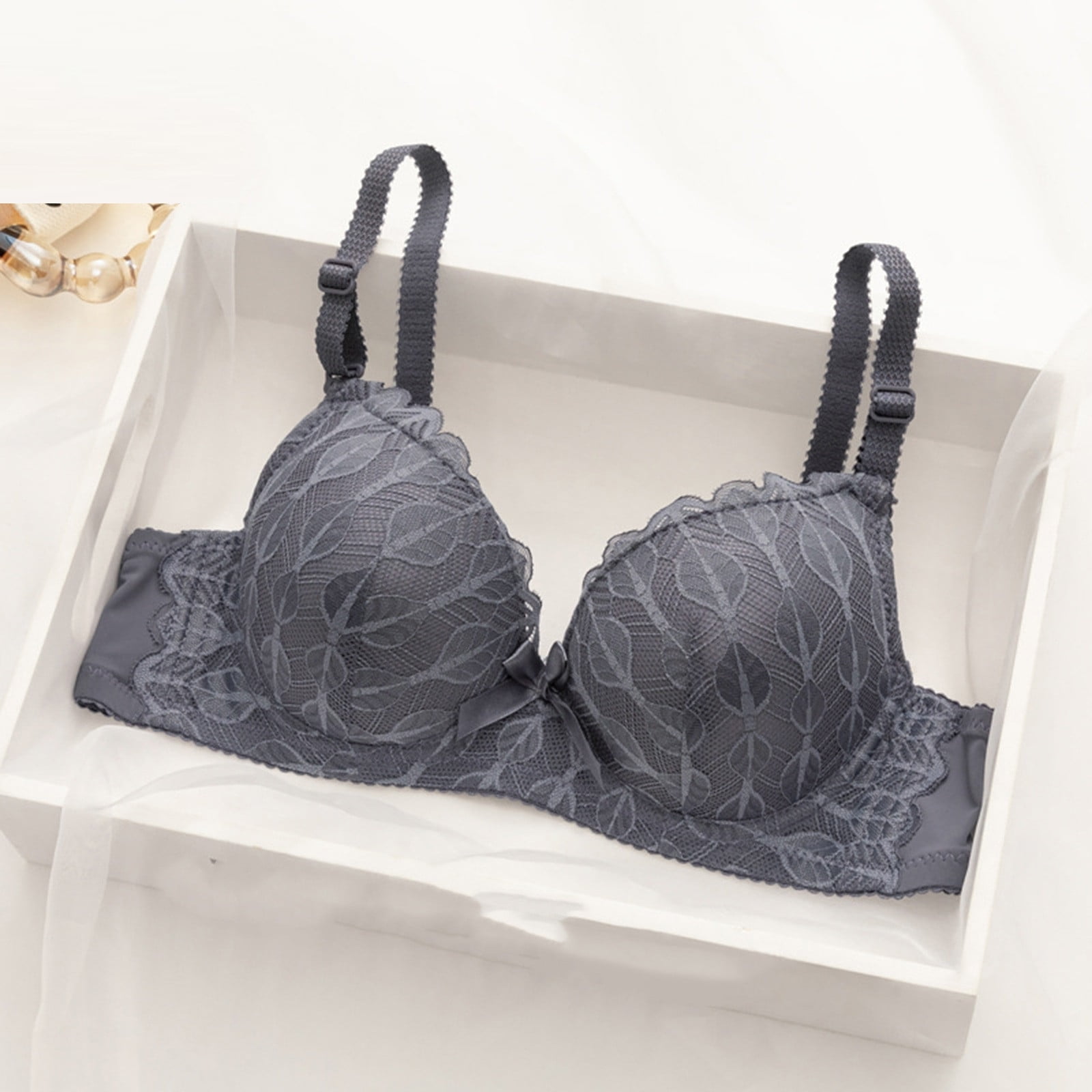 YueHuiYing Women's Mesh Front Closure Bras Unlined Sheer Demi Plunge ...