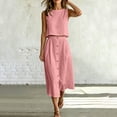 YueHuiYing Women's Sleeveless Round Neck Button Front Top with Elastic ...