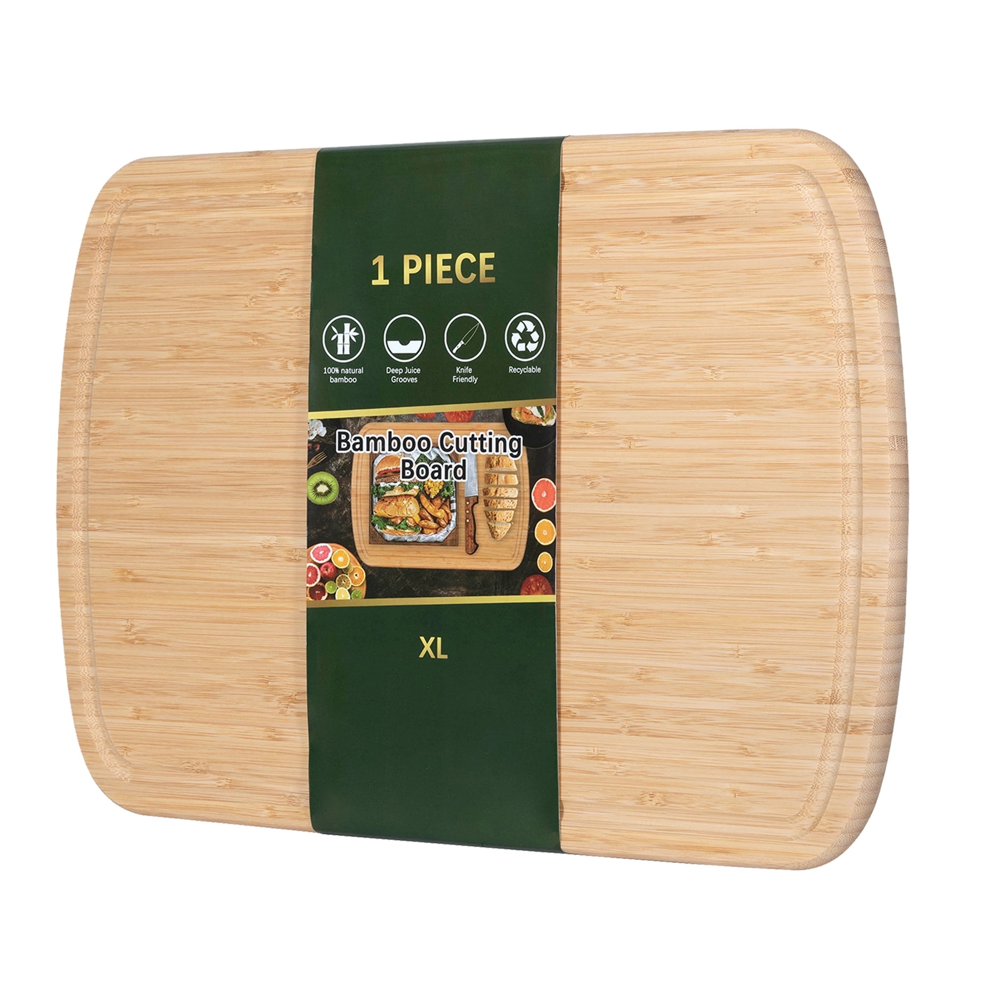 FungYuan 12x18 Kitchen Cutting Board-Bamboo Wood Kitchen Chopping Board ...