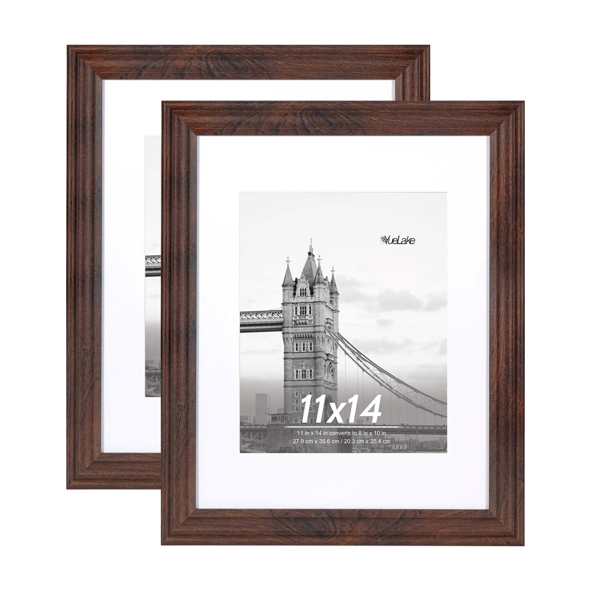 FungYuan 2PACK 11x14 Wood Picture Frame , Display Photo 11x14 Matted to ...