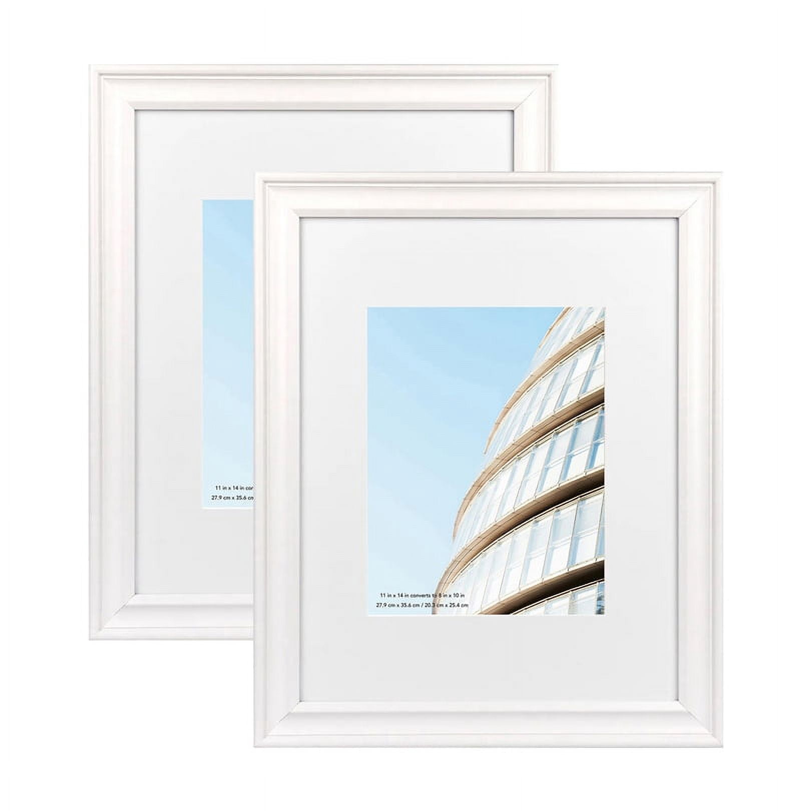 YueLake 2PACK 11x14 Wood Picture Frame , Display Photo 11x14 Matted to ...