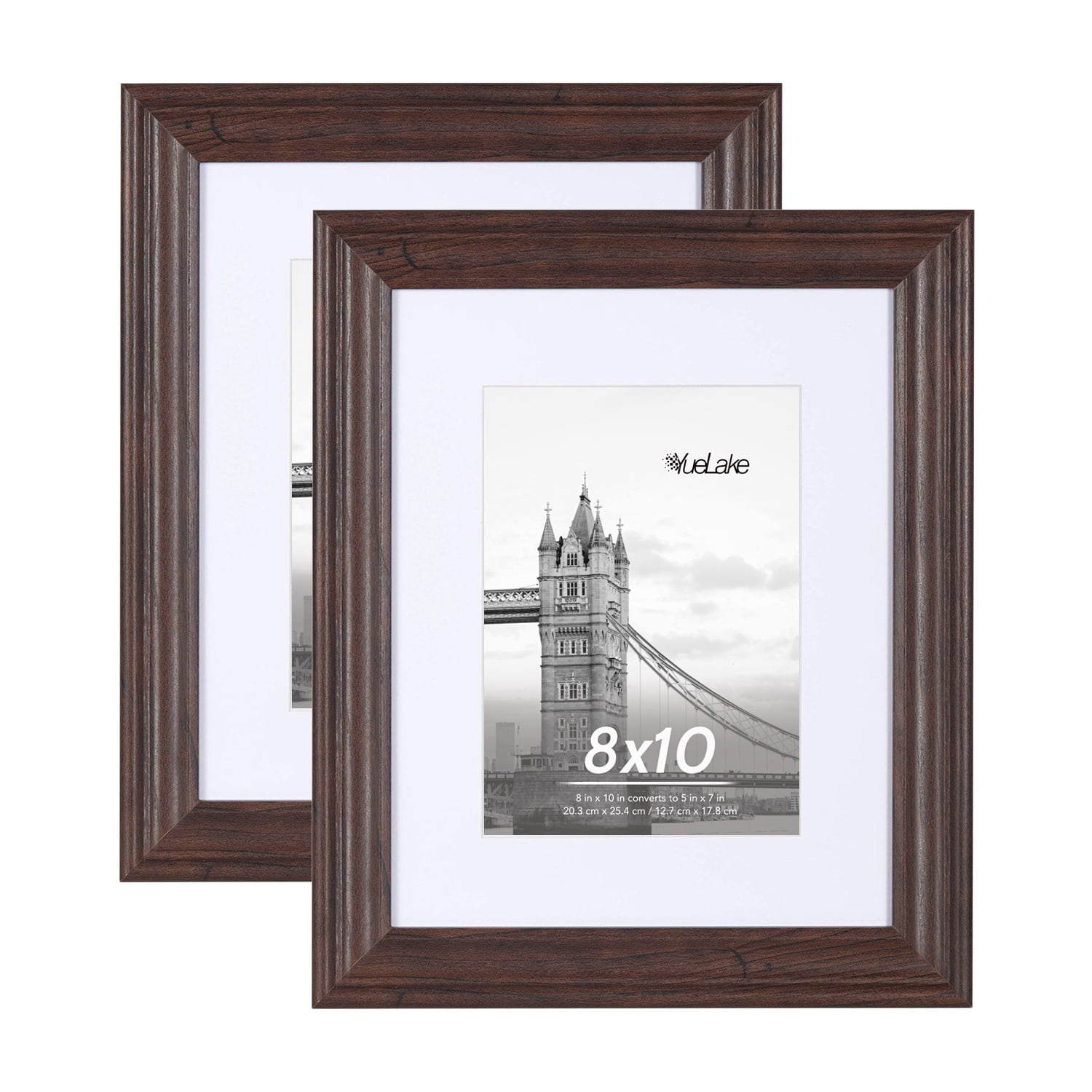 YueLake 2PACK 8x10 Wood Picture Frame , Display Photo 8x10 Matted to ...