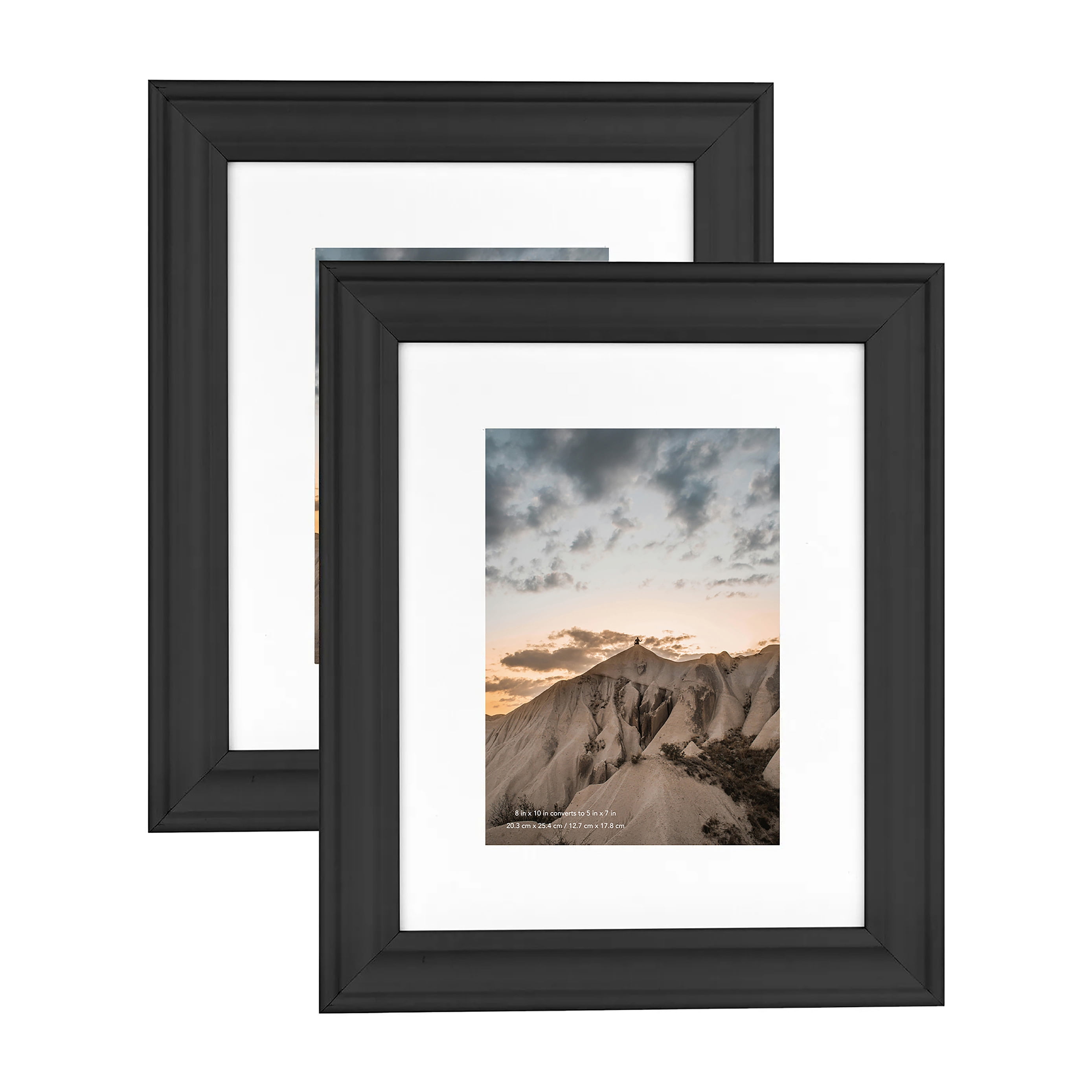 YueLake 2PACK 8x10 Wood Picture Frame , Display Photo 8x10 Matted to ...