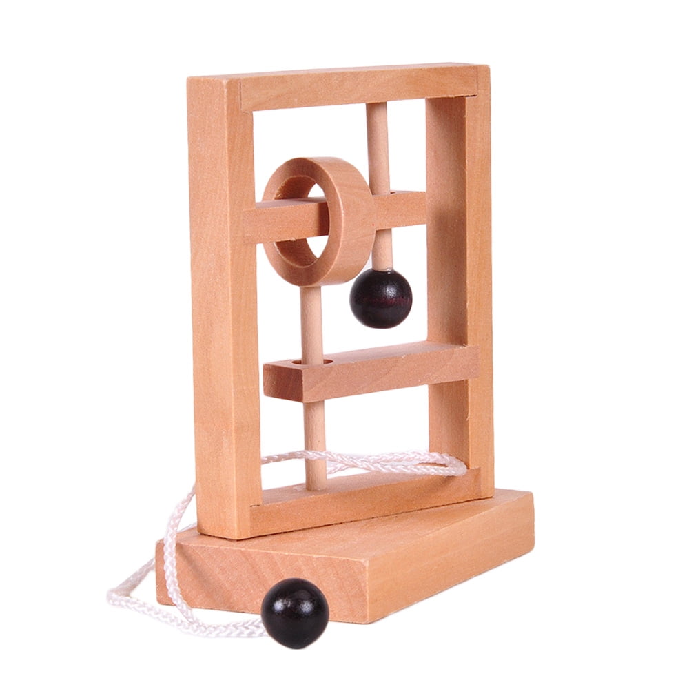 Yuedong Desk 3D Wooden Rope Loop Puzzle IQ Mind String Brain Teaser ...