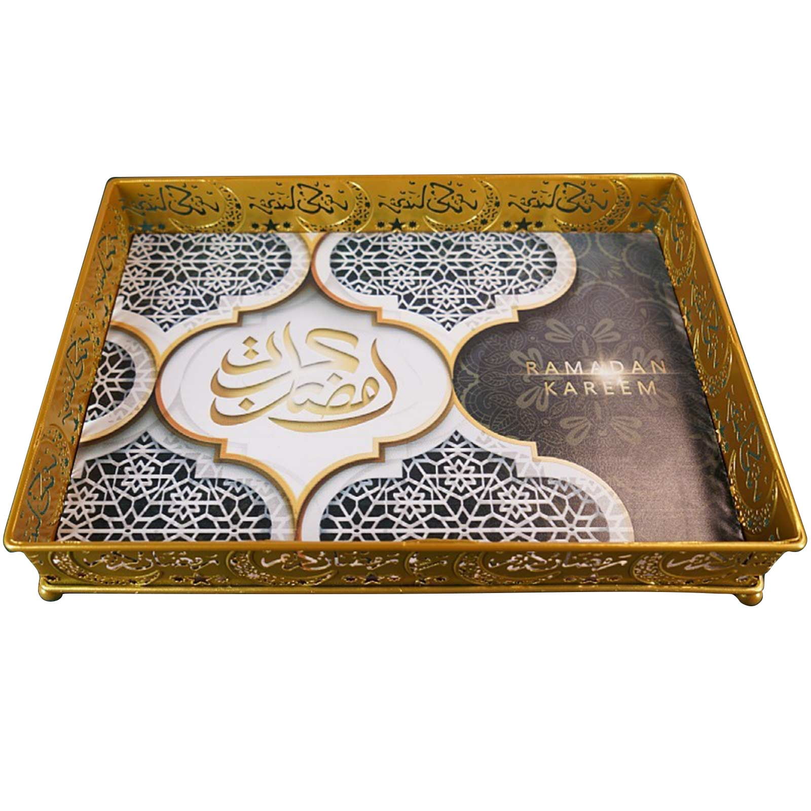 Yuedong Ramadan Iron Tray,Wooden Art Moon Star Eid Party Food Service ...